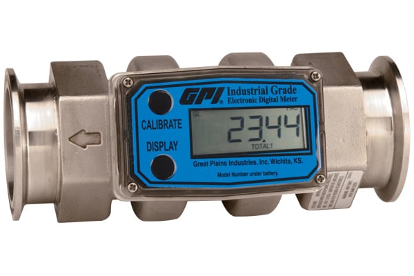 Inline Digital Turbine Flow Meter - 1 1/2" Triclove 2" Hygienic Fittings | G2 range - Stainless ...